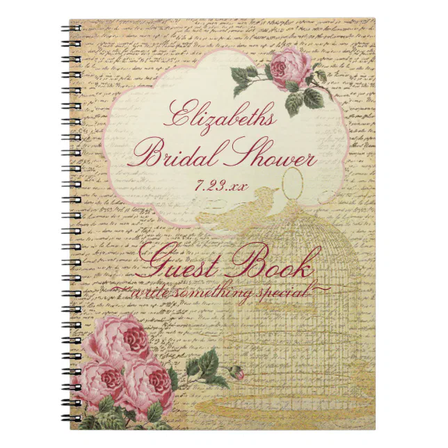 Vintage Romantic Roses Bridal Shower Guest Book Zazzle