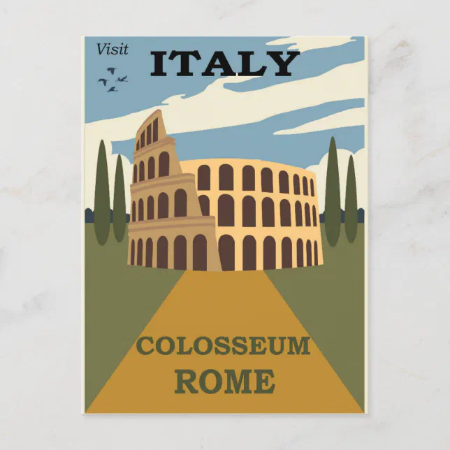 Vintage Rome Italy Colosseum Travel Postcard | Zazzle