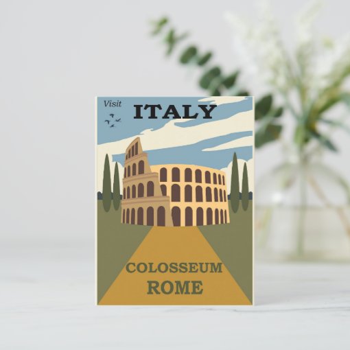 Vintage Rome Italy Colosseum Travel Postcard | Zazzle