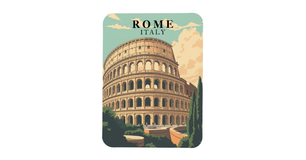Vintage Rome Italy Souvenir Iconic Colosseum Magnet | Zazzle
