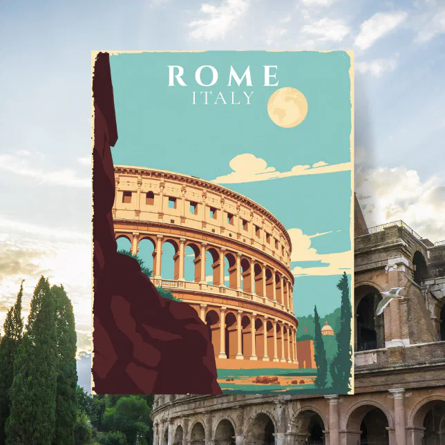 Vintage Rome Italy Travel Colosseum Postcard | Zazzle