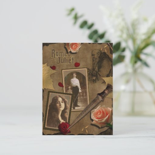 Vintage Romeo and Juliet Scrapbook Postcard | Zazzle