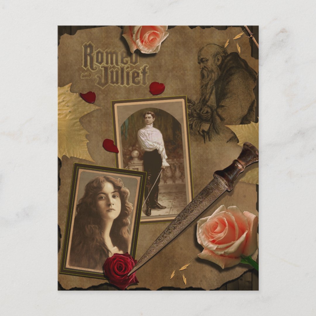 Vintage Romeo and Juliet Scrapbook Postcard | Zazzle