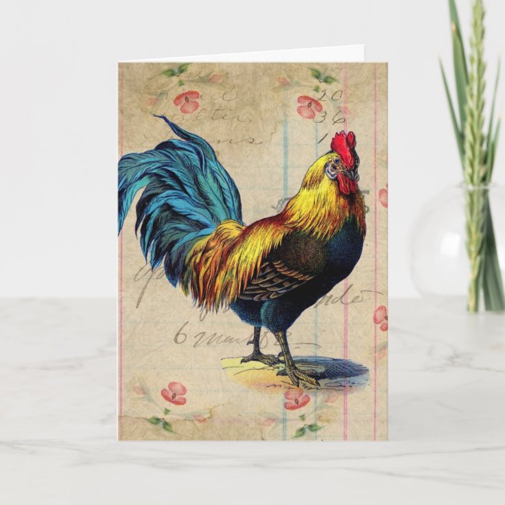 Vintage Rooster, Birthday Card | Zazzle