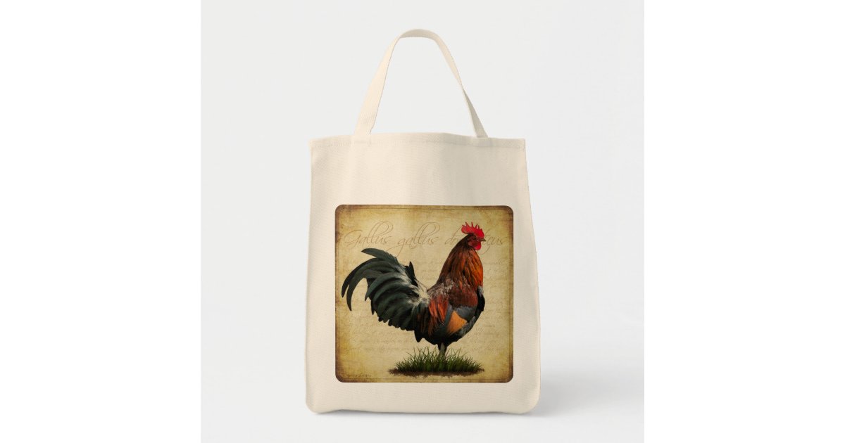 Vintage Rooster Grocery Bag | Zazzle