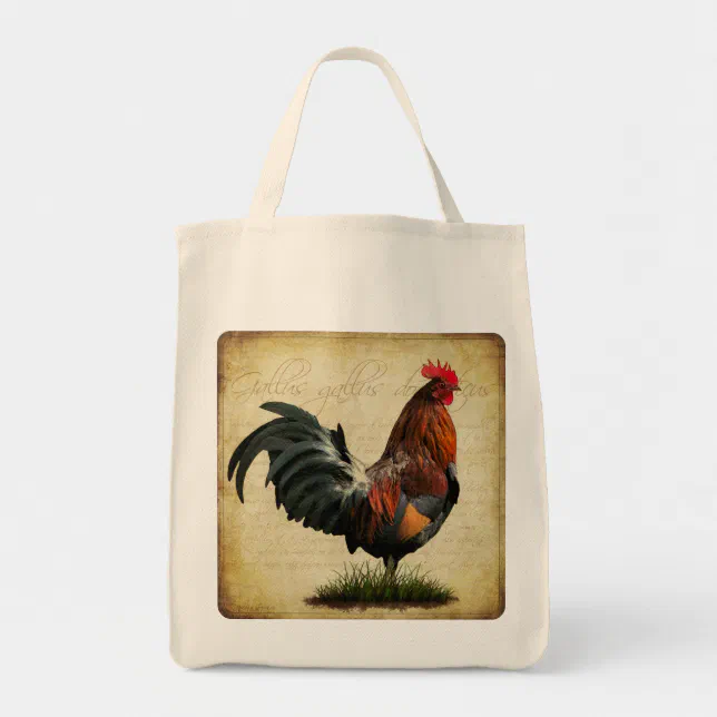 Vintage Rooster Grocery Bag | Zazzle