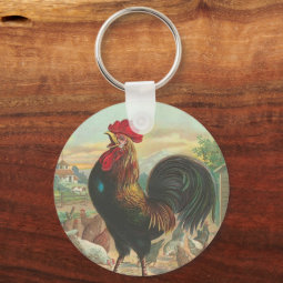 Vintage Rooster Keychain | Zazzle