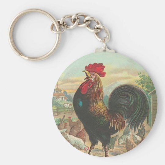 Vintage Rooster Keychain | Zazzle.com