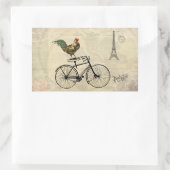 Vintage Rooster Riding a Bike by the Eiffel Tower Rectangular Sticker ...
