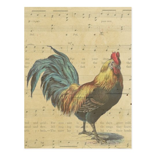 Vintage Rooster Sheet Music Notes Rustic Country | Zazzle.com