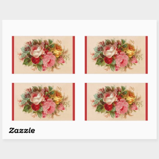 Vintage Rose Bouquet Sticker | Zazzle