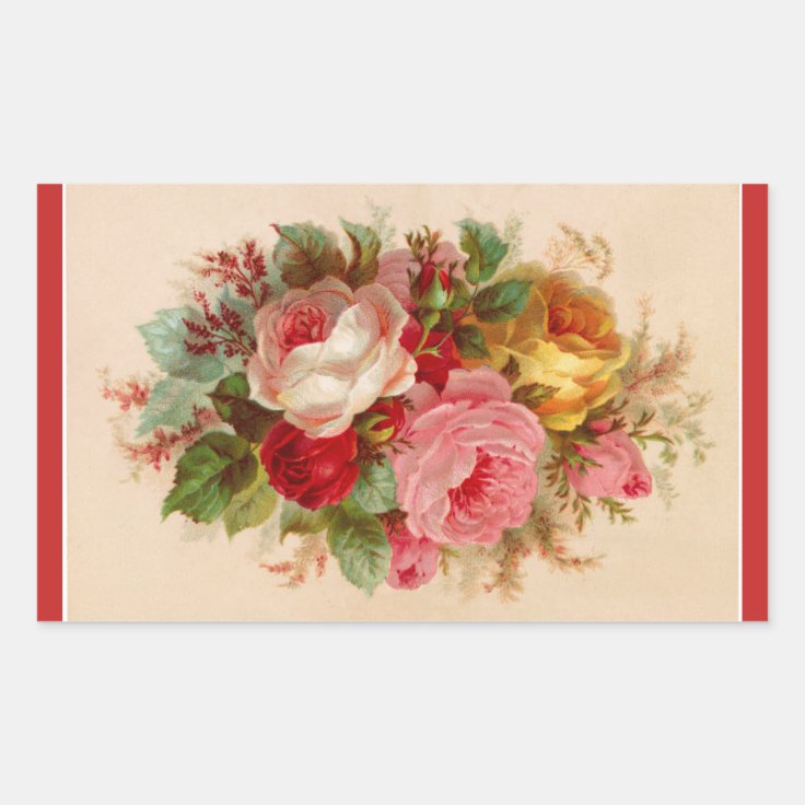 Vintage Rose Bouquet Sticker | Zazzle