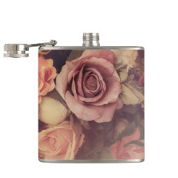 Vintage Rose Flask | Zazzle