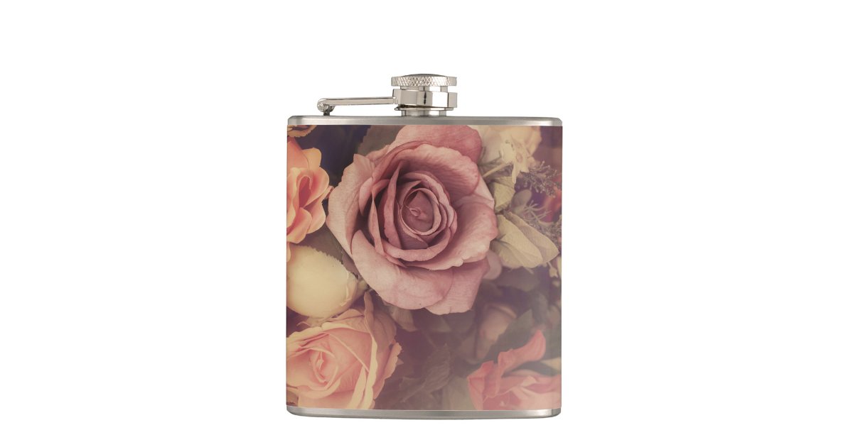 Vintage Rose Flask | Zazzle