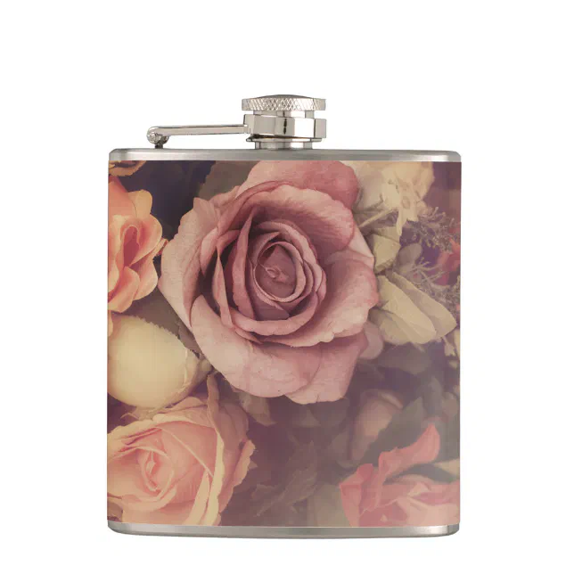 Vintage Rose Flask | Zazzle