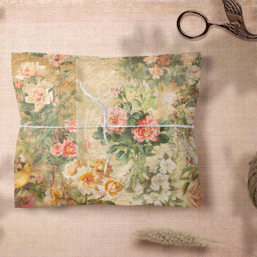 Vintage Rose Floral Ephemera French Decoupage Tiss Tissue Paper | Zazzle