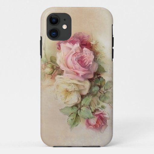 Vintage Rose Handpainted Style Roses Case-Mate iPhone Case | Zazzle