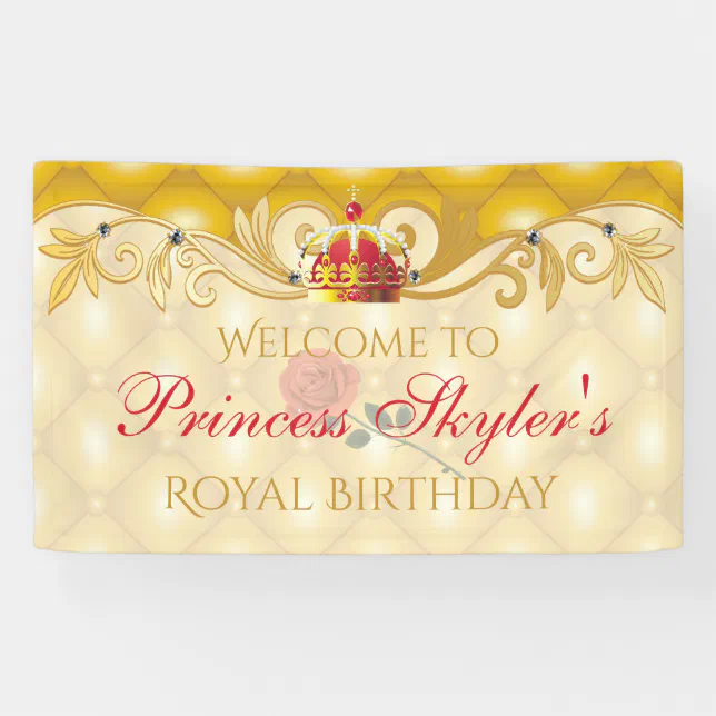 Vintage Rose, Princess Birthday Banner | Zazzle