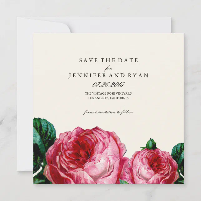 Vintage Rose Save the Date | Zazzle