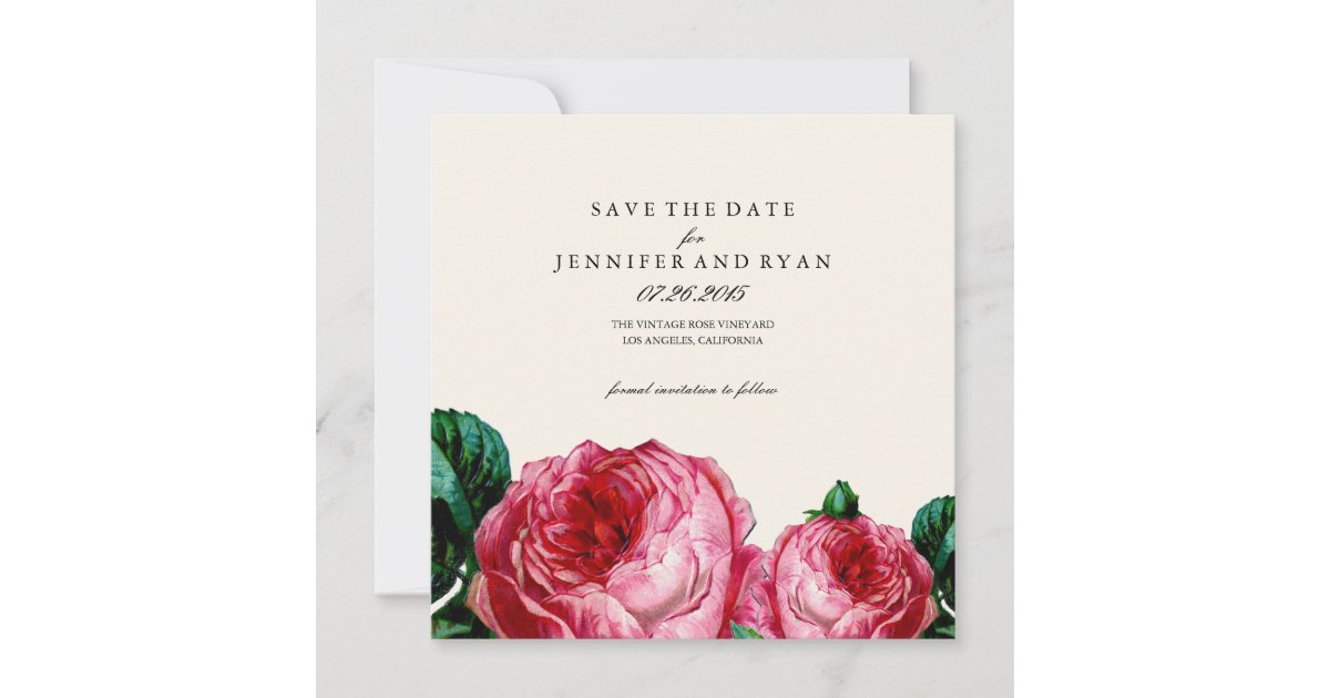 Vintage Rose Save the Date | Zazzle