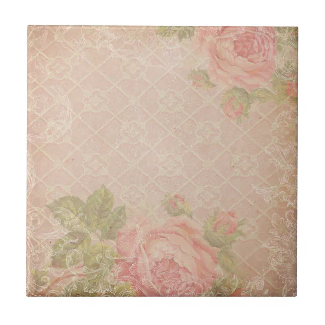 Vintage Rose Trellis Tile | Zazzle