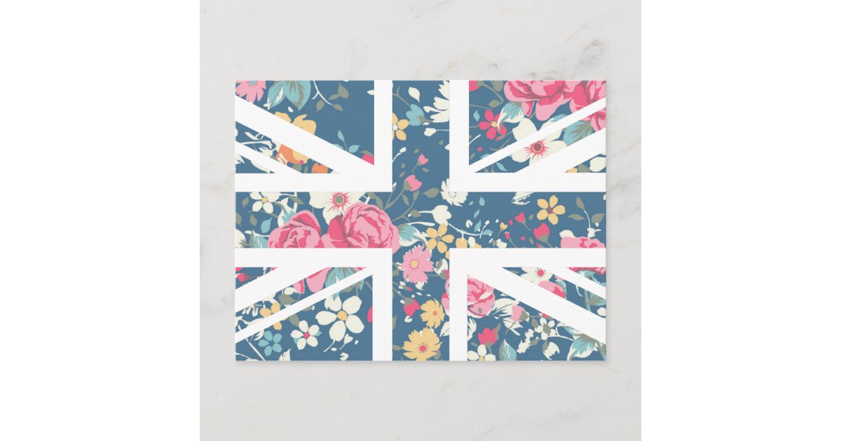Vintage Rose Union Jack British(UK) Flag Postcard | Zazzle
