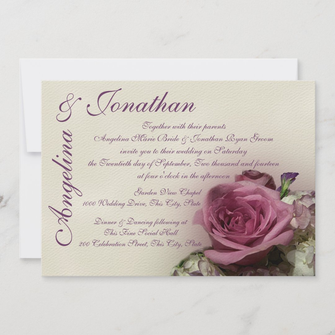 Vintage Rose Wedding Invitation | Zazzle