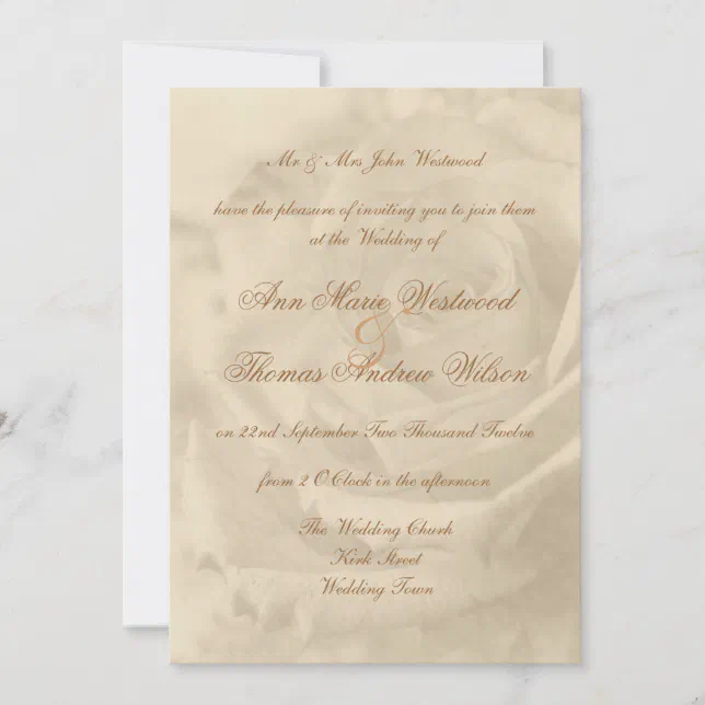 Vintage Rose Wedding Invitations | Zazzle