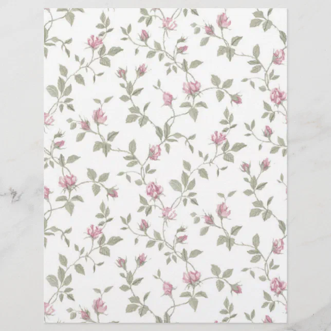 Vintage Rosebud Arts & Craft Scrapbook Paper | Zazzle