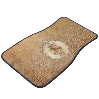 Vintage Roses and Embossed Engraving Car Mat | Zazzle