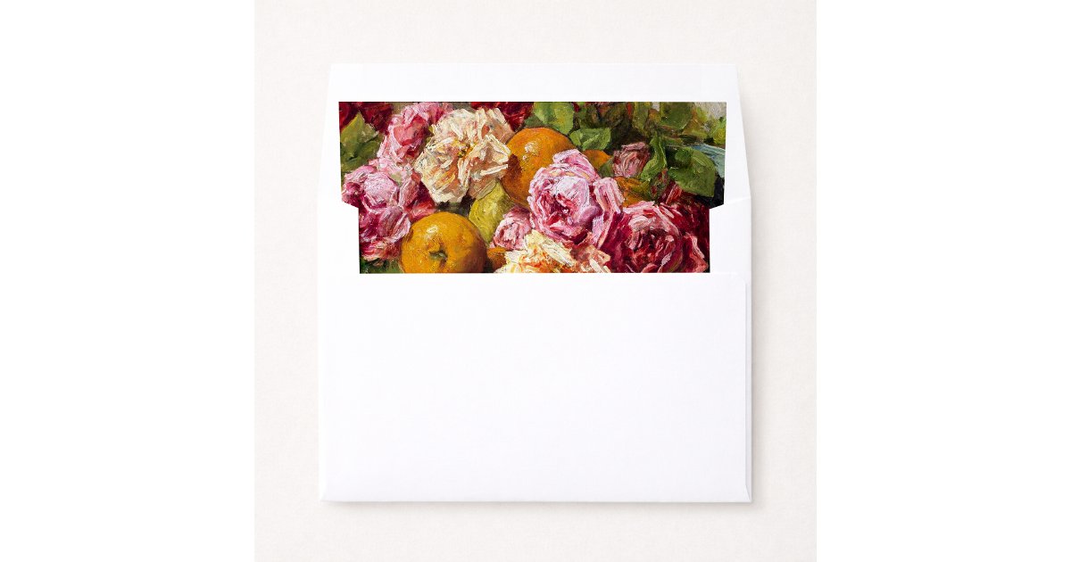 vintage, roses and fruit, wedding envelope liner | Zazzle