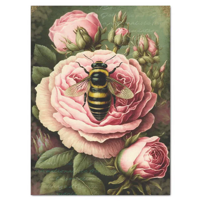 Vintage Roses and Queen Bee Decoupage Tissue Paper | Zazzle