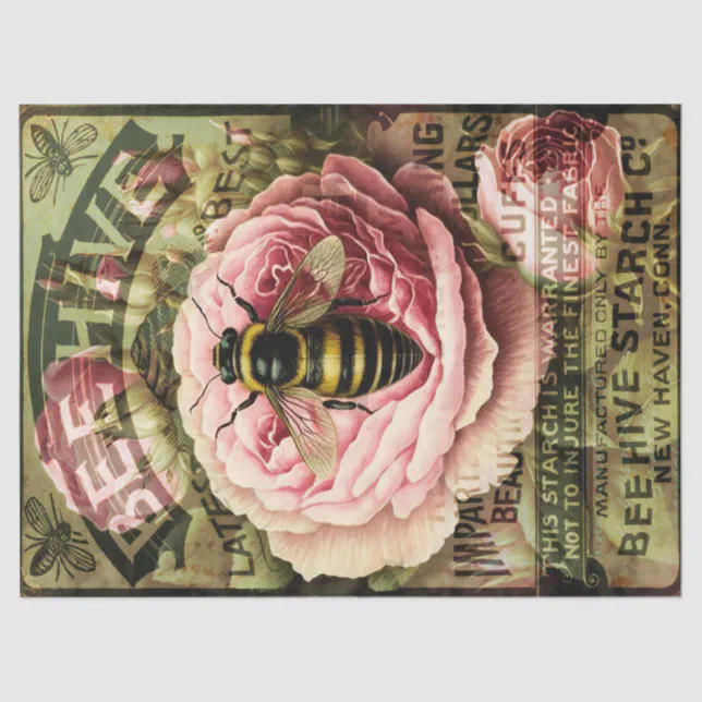 Vintage Roses and Queen Bee Decoupage Tissue Paper | Zazzle