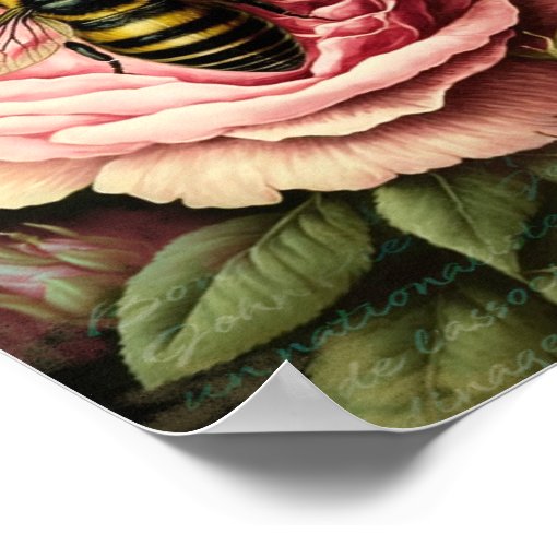 Vintage Roses and Queen Bee Poster | Zazzle