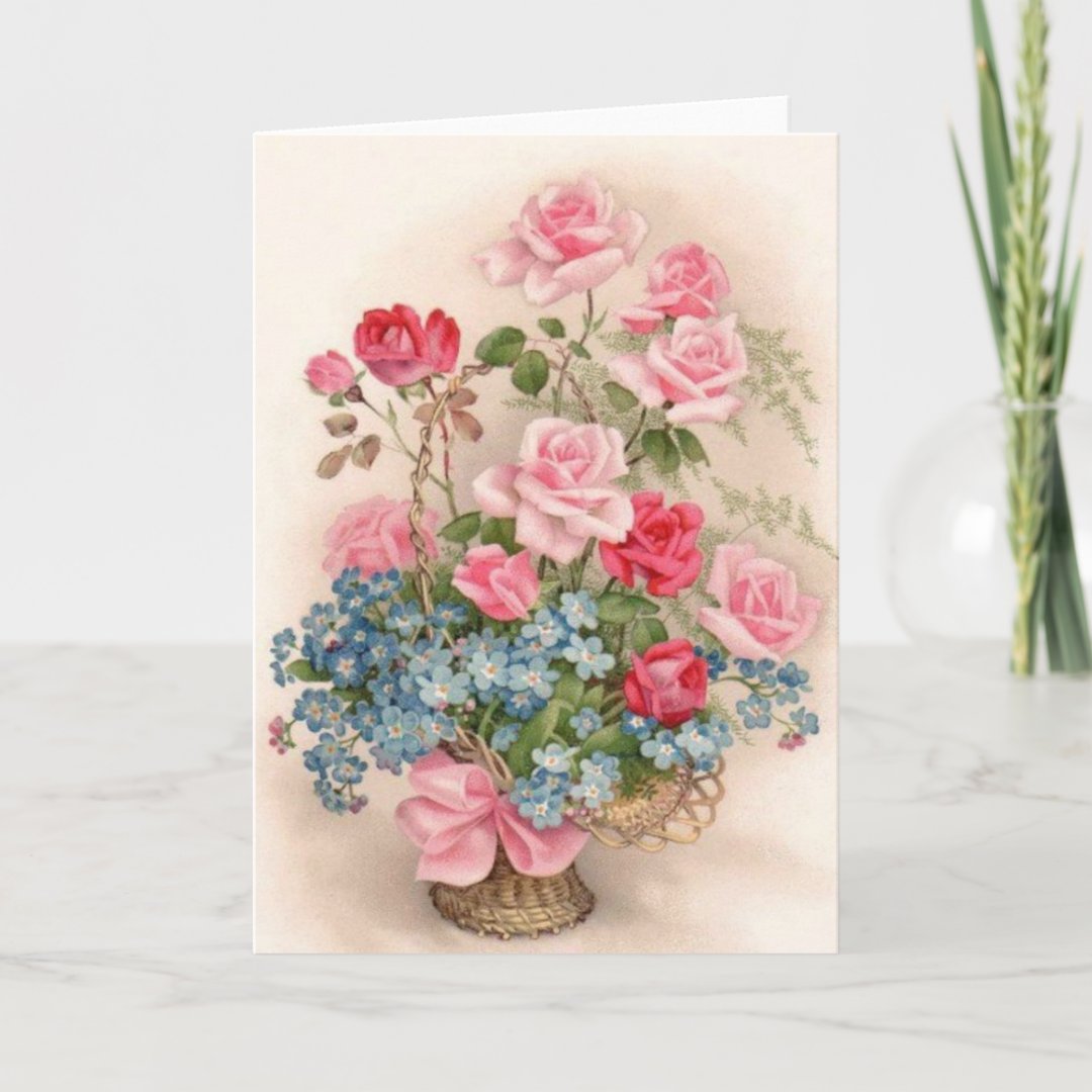 Vintage Roses Greeting Card | Zazzle