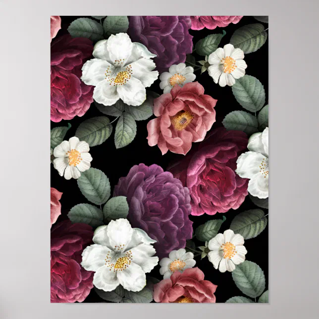 Vintage Roses Illustration Art Poster | Zazzle