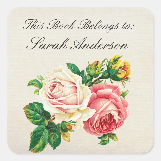 Vintage Roses Ladies Book plate Stickers | Zazzle