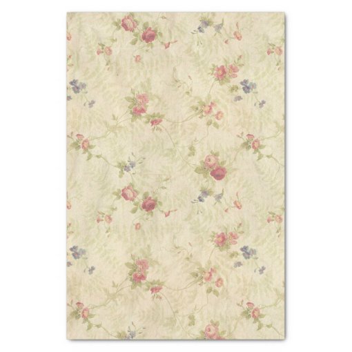 Vintage Roses old distressed fabric pattern Tissue Paper | Zazzle