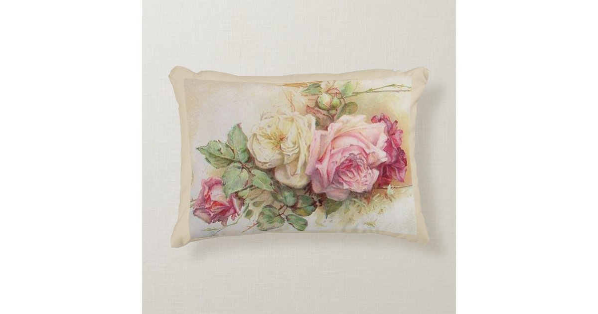 Vintage roses pillow, Vintage roses cushion | Zazzle