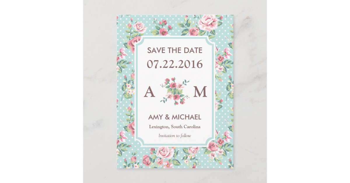Vintage Roses Save The Date Announcement Postcard | Zazzle