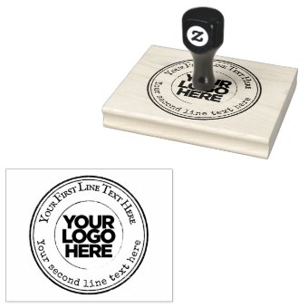 Vintage Round Custom Logo and Text Business Rubber Stamp | Zazzle