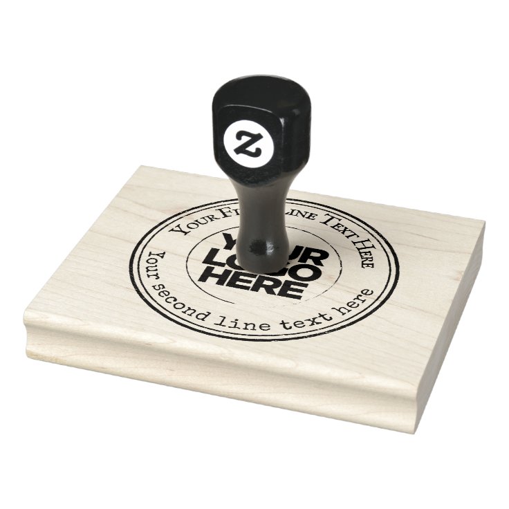 Vintage Round Custom Logo and Text Business Rubber Stamp | Zazzle