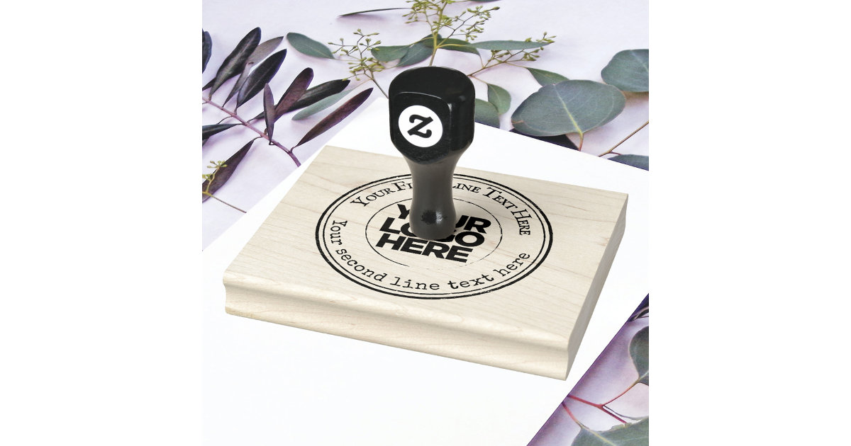 Vintage Round Custom Logo and Text Business Rubber Stamp | Zazzle