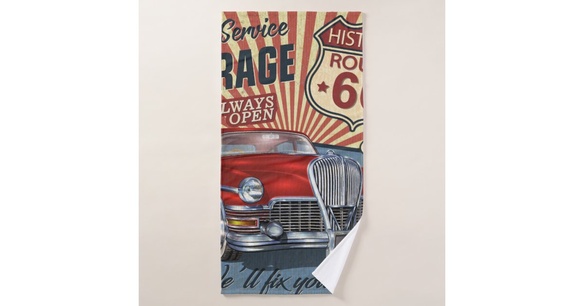 Vintage Route 66 Garage retro poster with retro ca | Zazzle