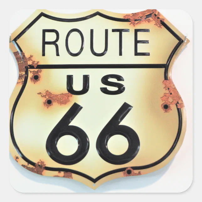 Vintage Route 66 Highway Road Sign Square Sticker | Zazzle