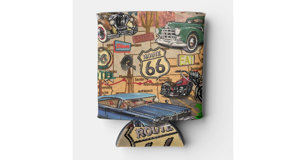 Vintage Route 66, nostalgic poster. Can Cooler | Zazzle