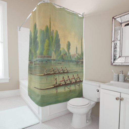 Vintage Rowers Crew Race Boat Race Shower Curtain | Zazzle