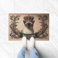 Vintage Royal Cat Mat, Regal Siamese Cat Welcome Doormat | Zazzle