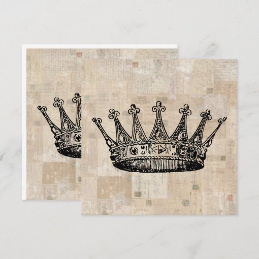 Vintage Royal Crown Art & Aged Stamps Background Holiday Card | Zazzle