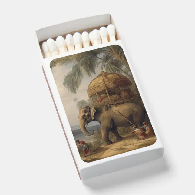 Vintage Royal Elephant Howdah Botanical Palm Tree Matchboxes | Zazzle